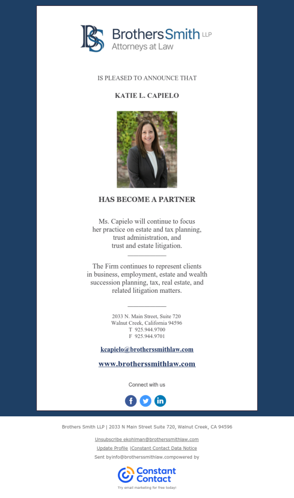 Brothers Smith LLP - New Partner Announcement | Brothers Smith LLP ...